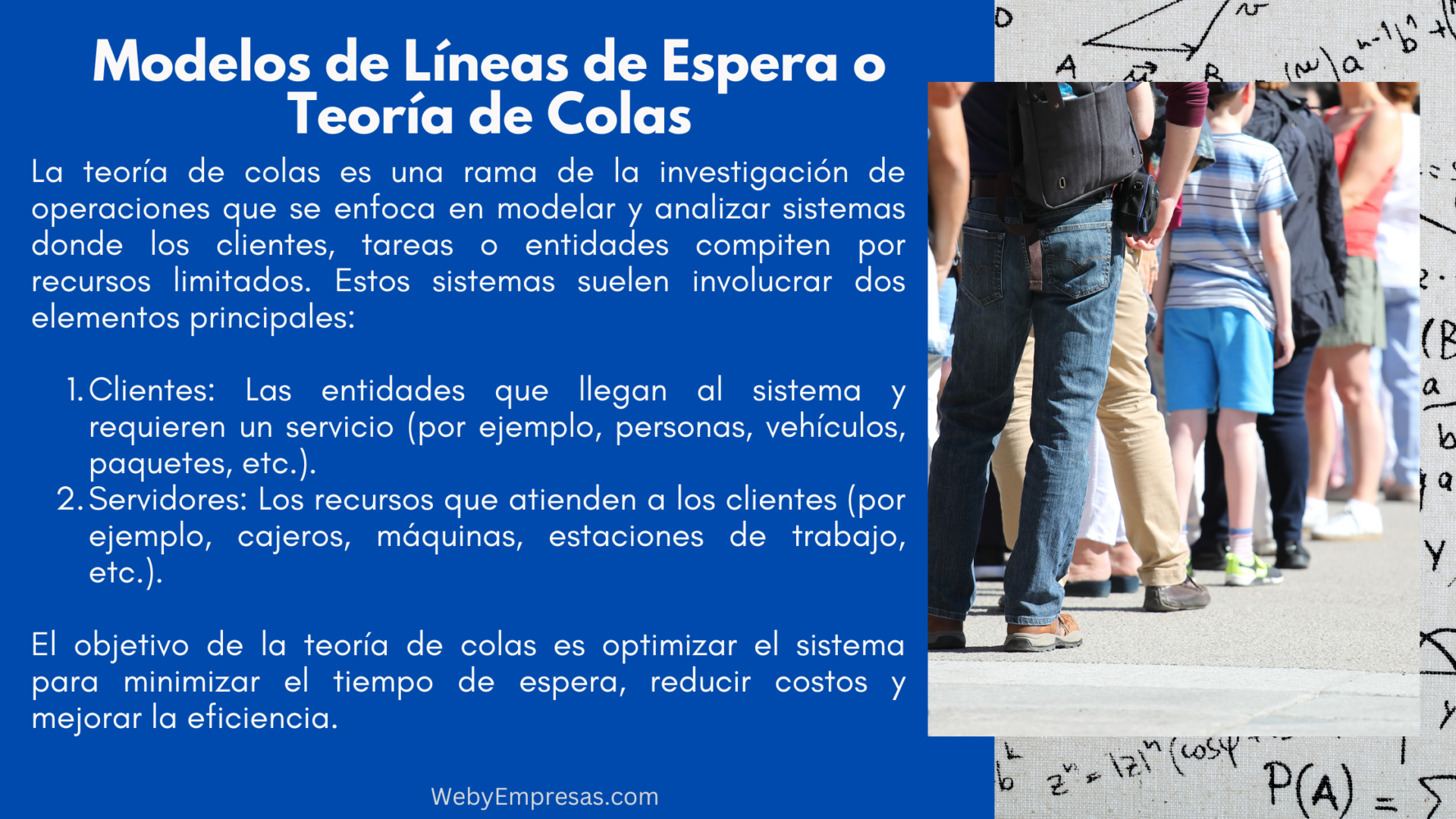 5 Ejemplos de Modelos de Líneas de Espera o Teoría de Colas: Conceptos y Ejercicios - Web y Empresas
